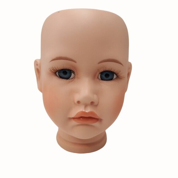 Toys | Porcelain Flange Neck Doll Head Ceramic Blue Glass Eyes With ...
